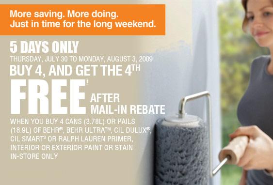 Home Depot Canada Paint Sale! Buy 4, Get 1 Free! - Canadian Freebies ...