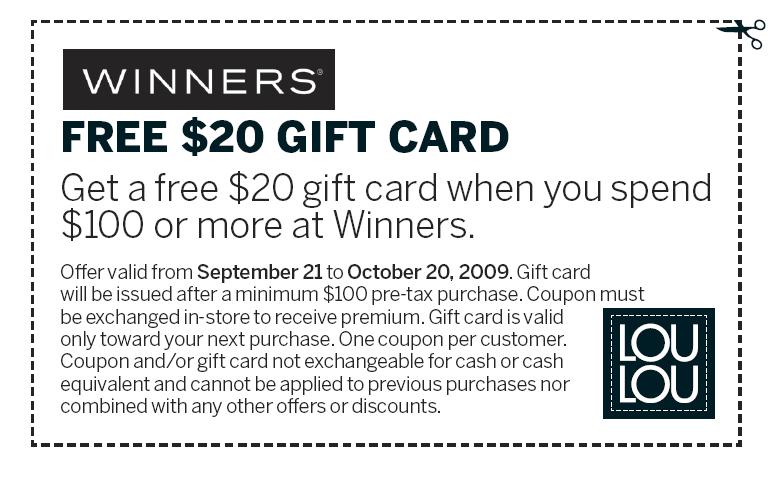 Winners Canada $20 Gift Card from LouLou - Canadian Freebies, Coupons ...