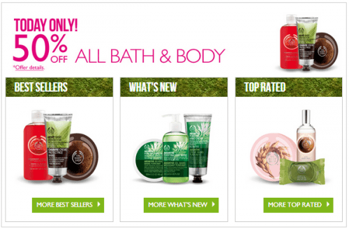 The Body Shop Canada Offer: Today Get 50% Off All Bath & Body Products ...