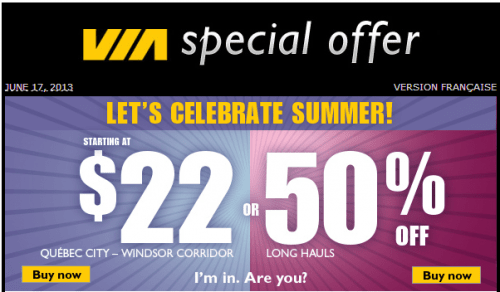 Via Rail Canada Two Offers To Enjoy Summer - Canadian Freebies, Coupons ...
