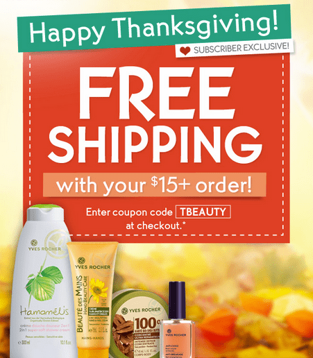 Yves Rocher Canada Thanksgiving Coupon Code + FREE Shipping on Orders ...