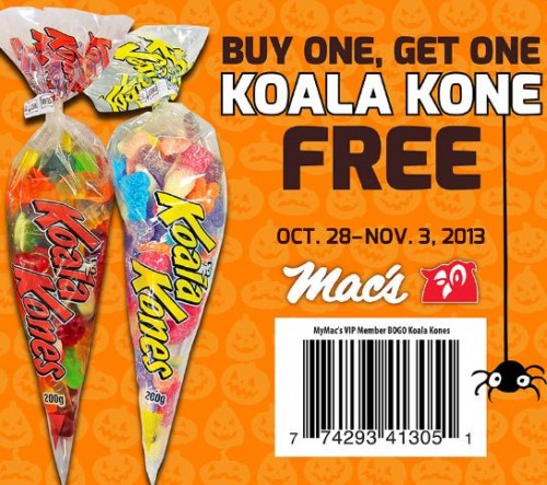 Mac's Convience Stores: Buy One Get One Free Koala Kones *Printable ...