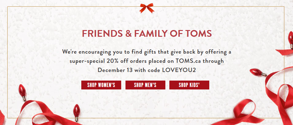 Toms Shoes: Friends and Family Sale Promo Coupon Codes Save 20% Off All ...
