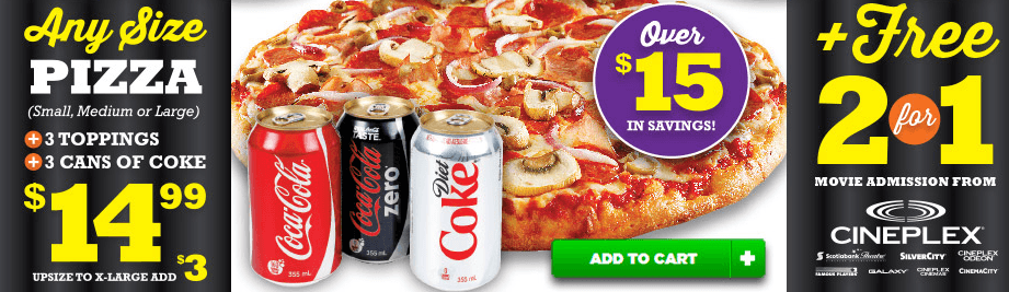 Pizza Pizza Canada Offers: Dinner and a 2 for 1 Cineplex Movie Specials ...