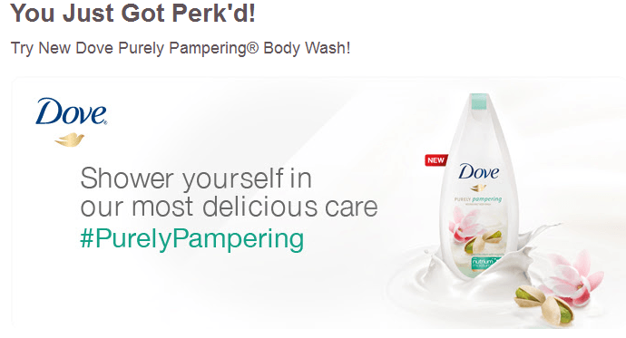 Klout Perk Available: Free Dove Purely Pampering Pistachio Cream with ...
