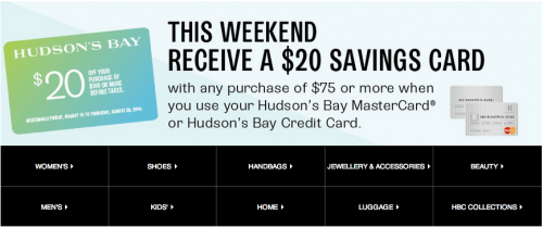 Hudson's Bay Canada Offers: Receive A $20 Savings Card With Any ...