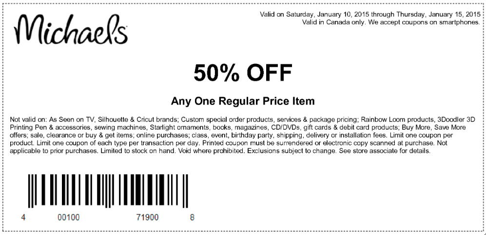 Michaels Arts and Crafts Store Canada Coupons: For Today Only, Save 20% ...