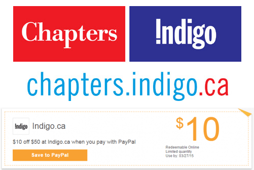 Chapters Indigo Canada: Save $10 Off When You Spend $50 & Pay By PayPal ...