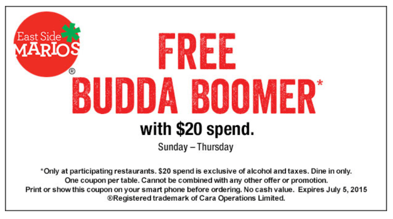 East Side Mario's Canada New Coupons: Lunch for 2 From $12.98, FREE ...