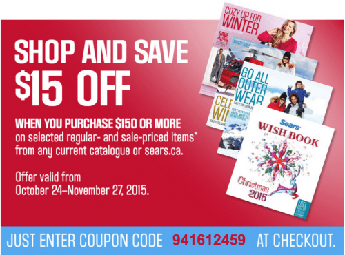 Sears Canada Online Coupon Code Offers: Save $15 Off $100 On Selected ...