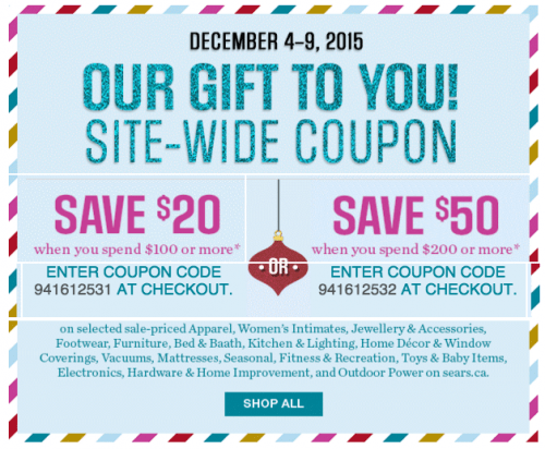 Sears Canada Site-Wide Coupon Codes: Save $20 Off $100 or $50 Off $200 ...