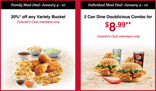 KFC Canada Colonel’s Club Weekly Deals: Family Meal Deal: 20% Off Any ...