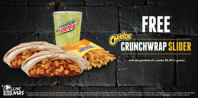 Taco Bell Canada Coupon: Get a Free Cheetos CrunchWrap Slider with ...