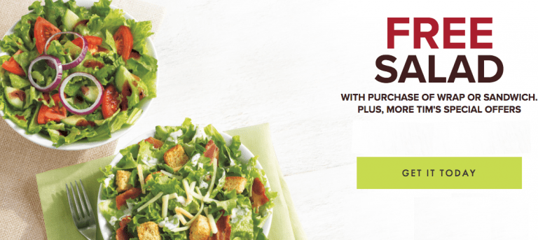 Tim Hortons Canada Coupon: Enjoy a FREE Salad with Purchase of a Wrap ...