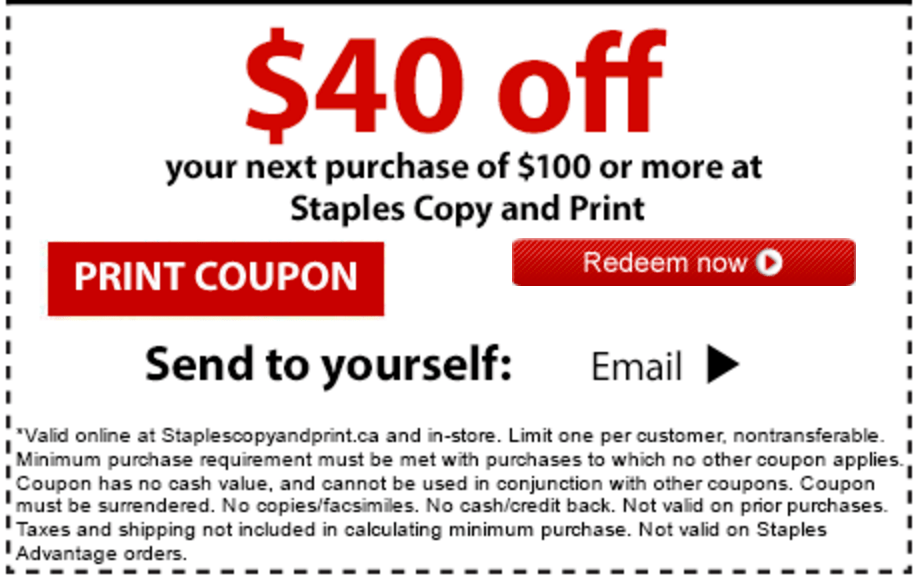 Staples Copy And Print Canada Coupons Save 40 Off Your Purchase Of 