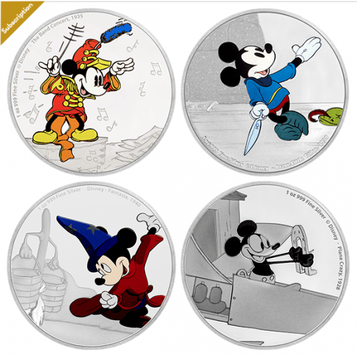 Royal Canadian Mint Disney Coins: Pure Silver 4-Coin Set Mickey Through ...