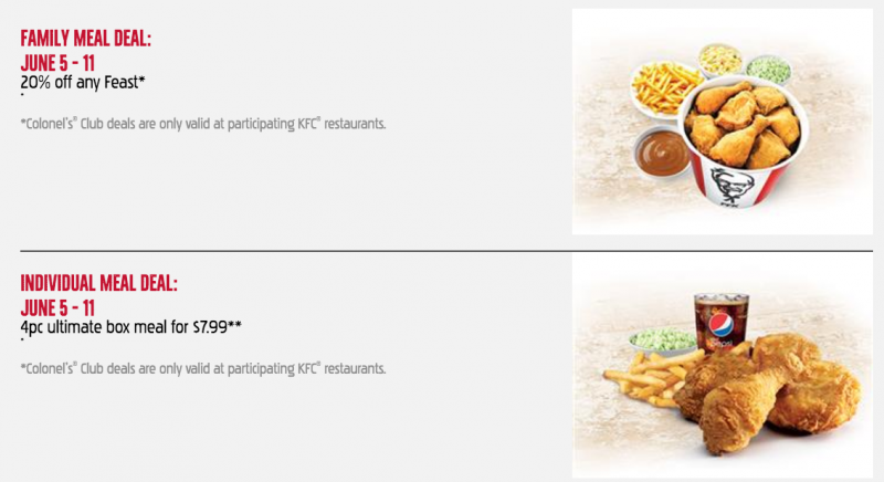 KFC Canada Colonel’s Club Weekly Deals: Family Meal Deal: 20% off any ...