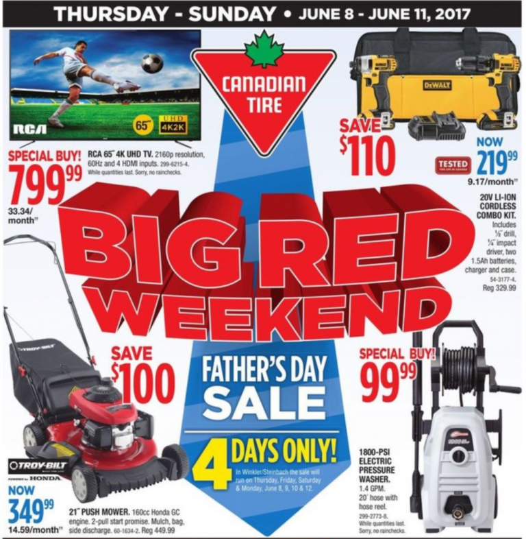 Canadian Tire Father's Day Big Red Weekend Offers June 8 to 11 ...