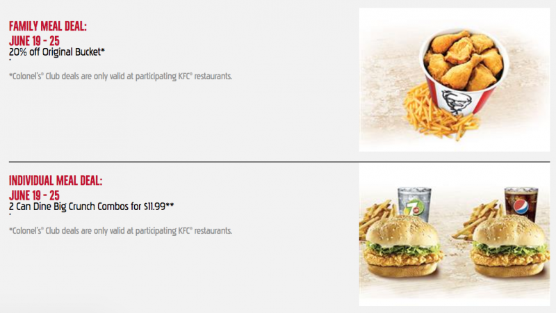 KFC Canada Colonel’s Club Weekly Deals: Family Meal Deal: 20% off ...