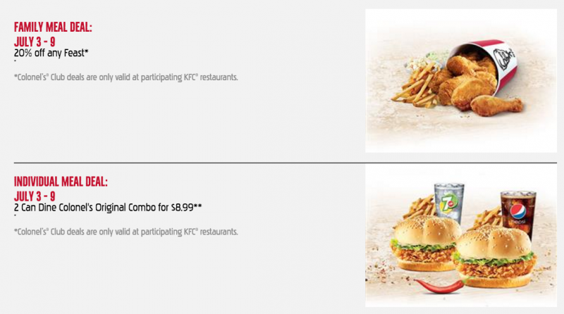 KFC Canada Colonel’s Club Weekly Deals: Family Meal Deal: 20% off any ...