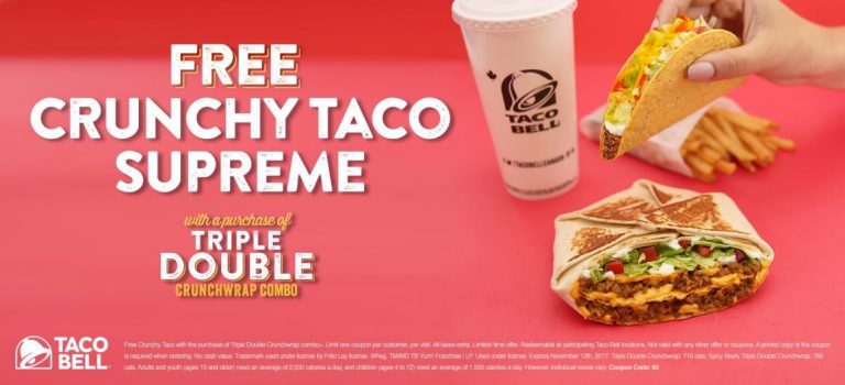 Taco Bell Canada Coupon: FREE Crunchy Taco Supreme With Purchase ...