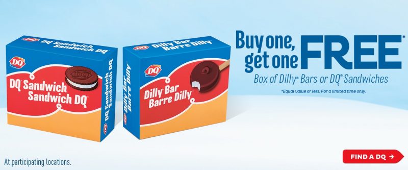 Dairy Queen Canada Promotions: BOGO FREE on Dilly Bars or DQ Sandwiches ...