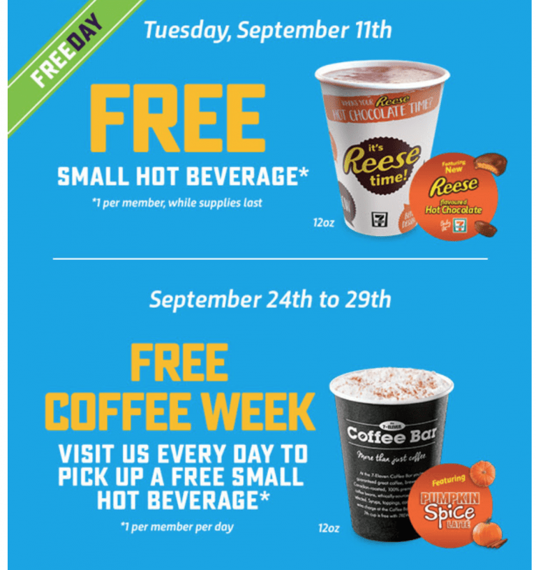 7-Eleven Canada FREE Hot Beverage on September 11 and 24 to 29 ...