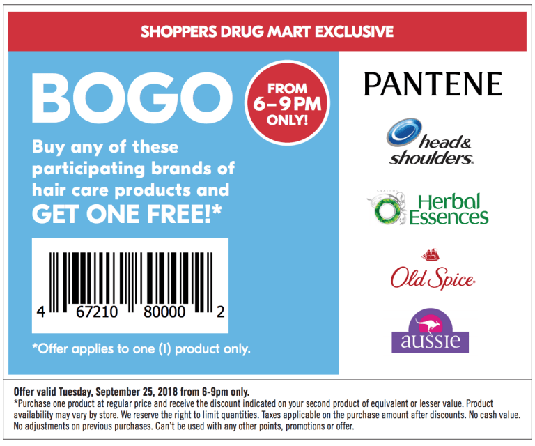 Shoppers Drug Mart Canada Offer *Today* 6-9pm BOGO FREE on Hair Care ...