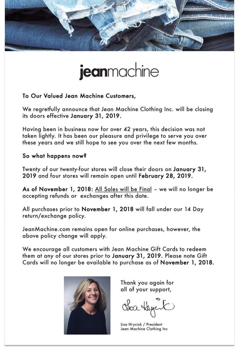 Jean Machine Canada Will Close All Stores Next Year - Canadian Freebies ...
