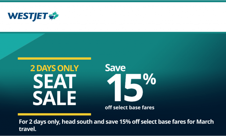 WestJet Canada Flights/Tickets Sale: Save 15% Off on Base Fares to U.S ...
