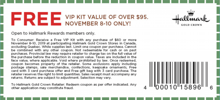 Hallmark Canada Coupons: FREE VIP Kit (Value Over $95) with any ...