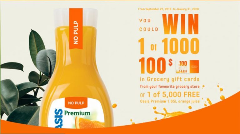 Oasis Canada Under The Cap Contest: Thousands Of Free Products Coupons ...