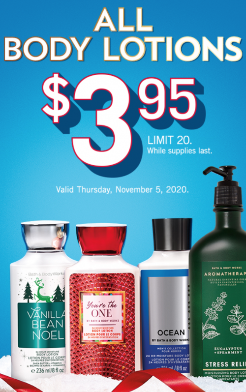 Bath & Body Works Canada Holiday Deals: Just $3.95 ALL Body Lotions ...