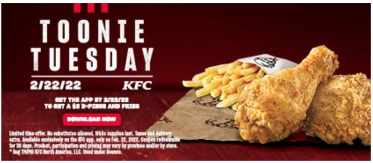 KFC Canada Toonie Tuesday Promotion: Enjoy Two Pieces of Chicken ...