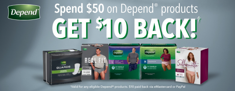 Depend Canada: Spend $50 On Depend And Get $10 Back Via eMastercard or ...