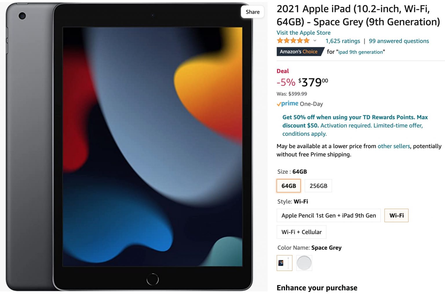 Amazon.ca: 2021 Apple iPad - 64GB: $379 Reg. $399.99 - 256GB: $554 Reg ...
