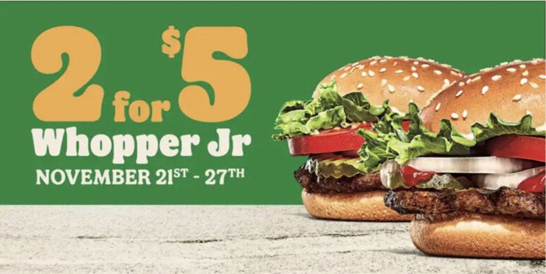 Burger King Canada Black Friday Promotion Deal: Whopper Jr. 2 for $5 ...