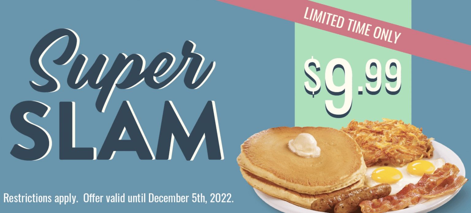 Denny's Canada Super Slam for $9.99 (2 Pancakes, 2 Eggs, 2 Strips of ...