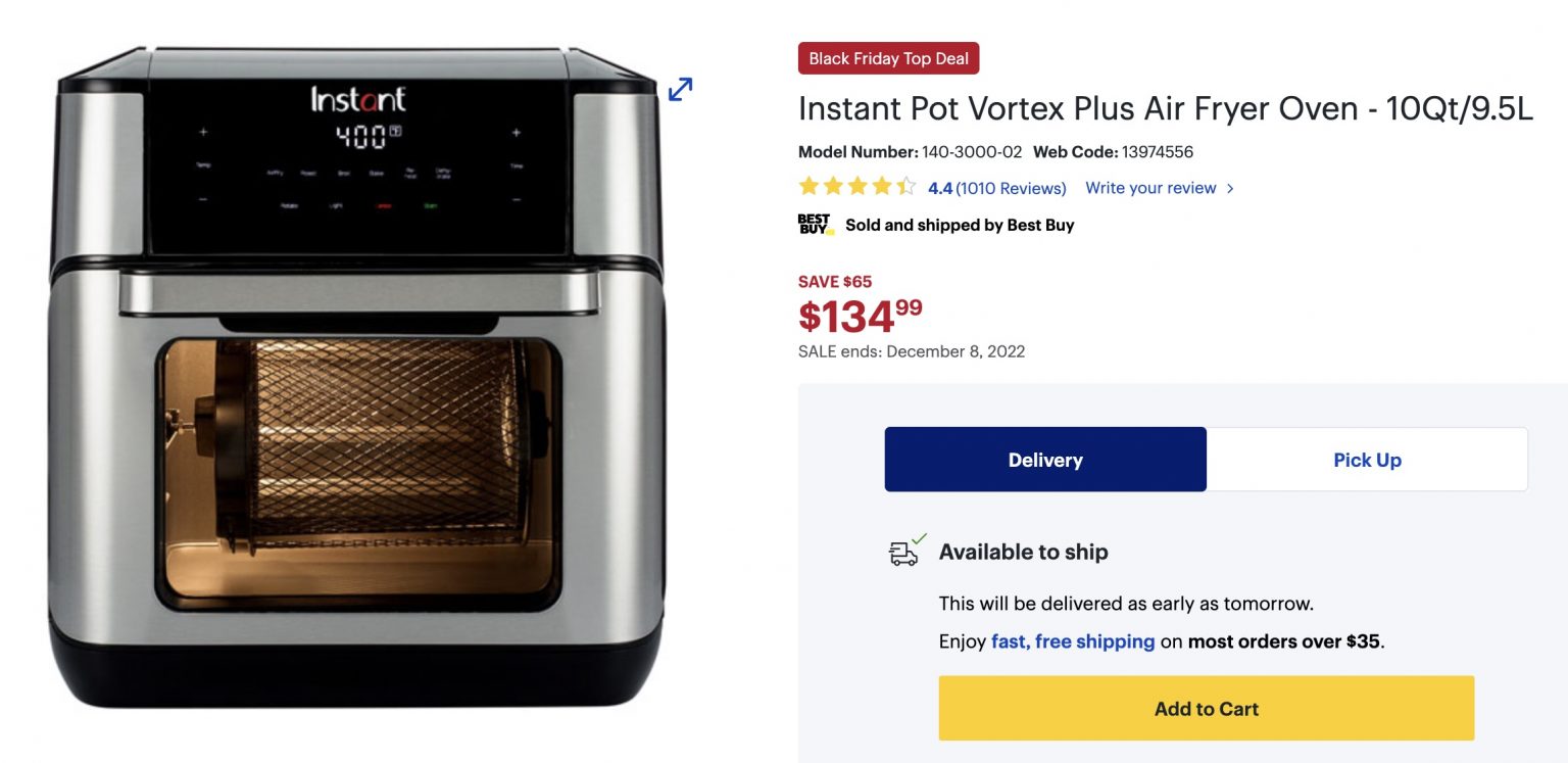 Best Buy Canada: Instant Pot Vortex Plus Air Fryer Oven $134.99 Save ...