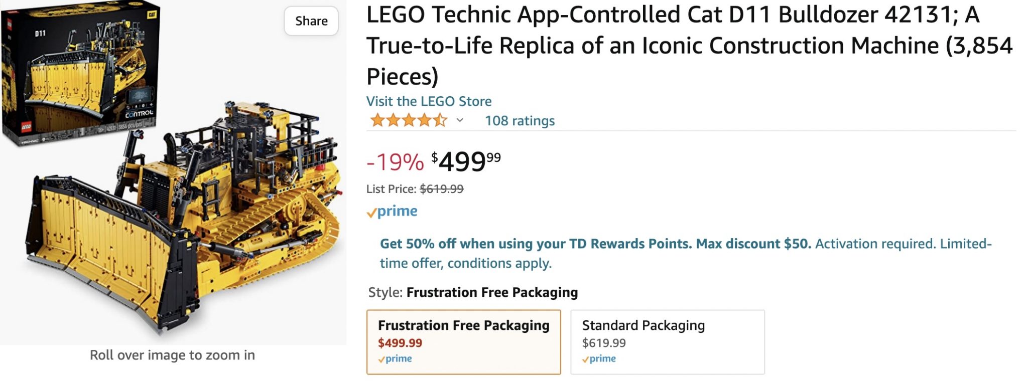 LEGO Technic App-Controlled Cat D11 Bulldozer at Amazon.ca: $500 Reg ...