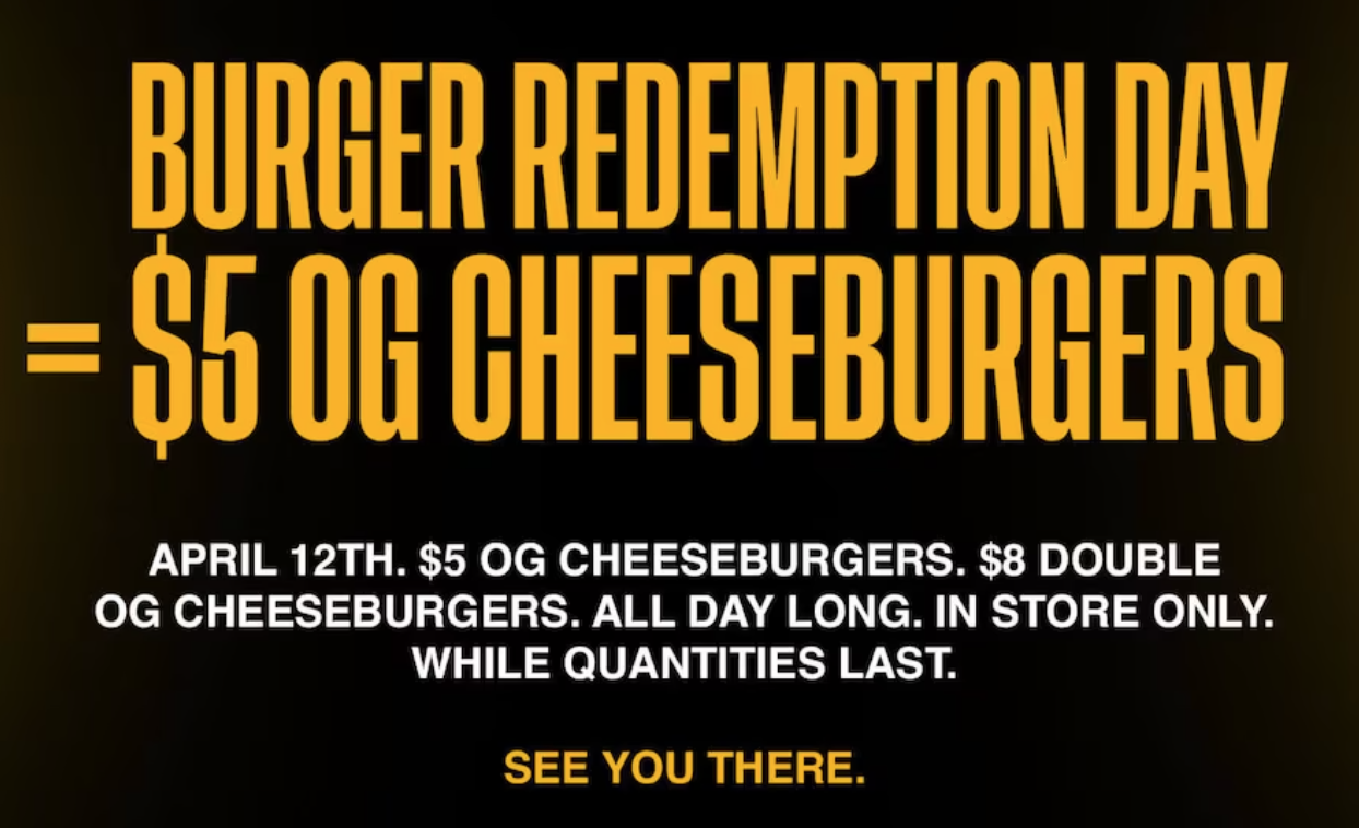 The Burger Priest Canada Burger Redemption Day Offers: $5 OG ...