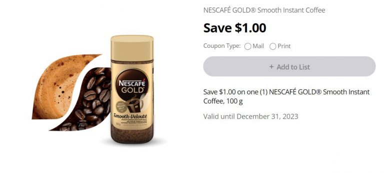 Nescafe Canada Coupons: Save $1 on Nescafe Gold Smooth - Canadian ...