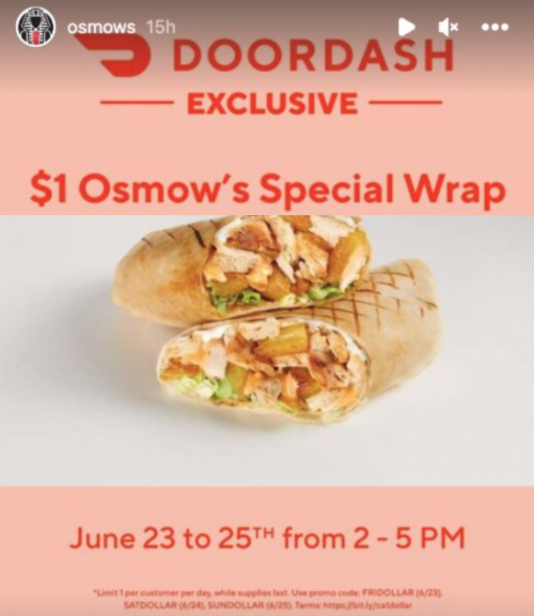 DoorDash Osmow's Canada Promotions: Enjoy Only $1.00 Special Wrap ...
