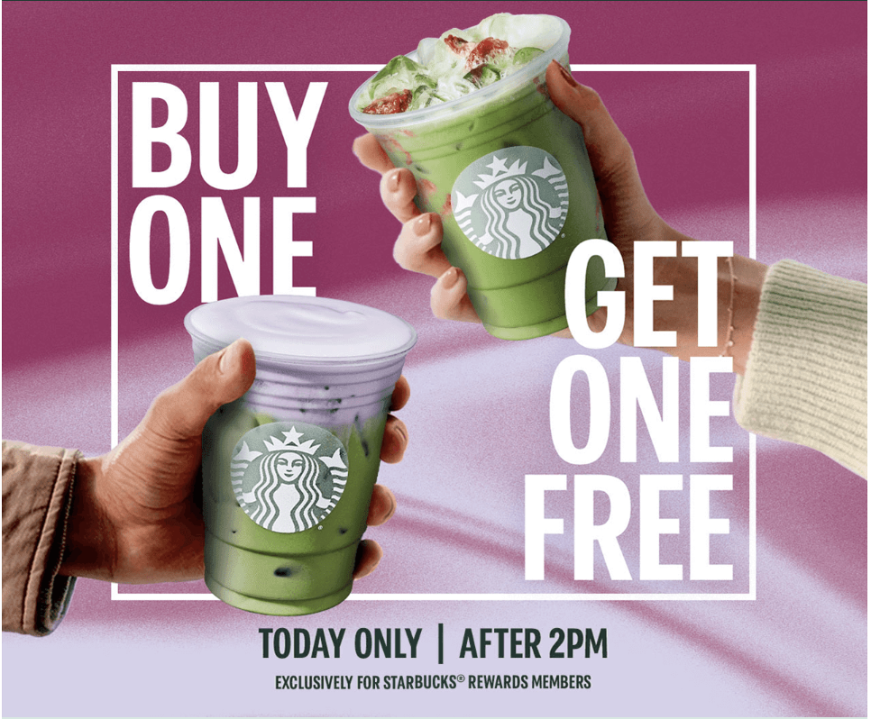 Starbucks Canada Offers: Buy 1, Get 1 FREE between 12-6pm! - Canadian ...