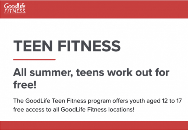 GoodLife Teen Canada Fitness Program Promotion: Teens Can Work Out for ...