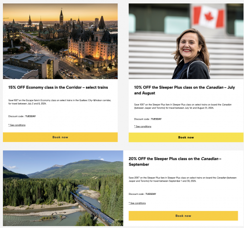 VIA Rail Canada Discount Tuesday: 15% OFF Economy & 10%-20% off Sleeper ...