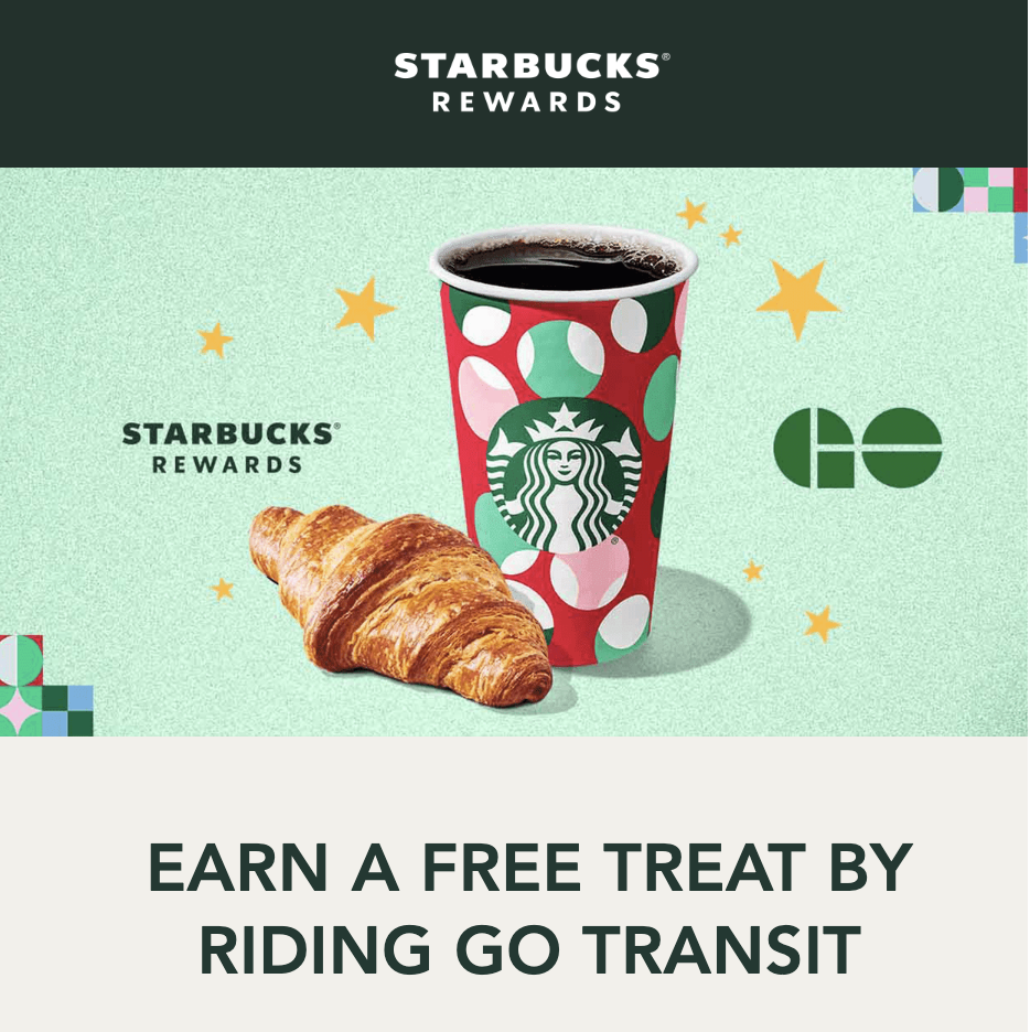 Starbucks Canada Rewards Promotions: Ride GO Transit & Earn a FREE ...