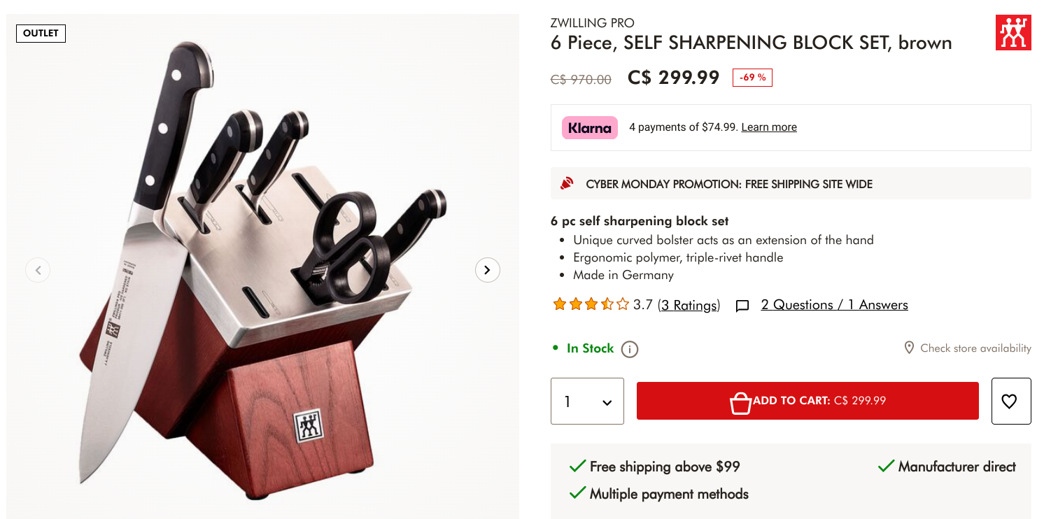 Zwilling J.A. Henckels Canada Cyber Week Sale Deals: Save up to 75% Off ...