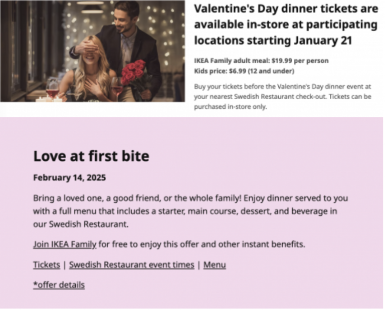 IKEA Canada Valentine's Day Dinner Tickets are Available In-Store at ...