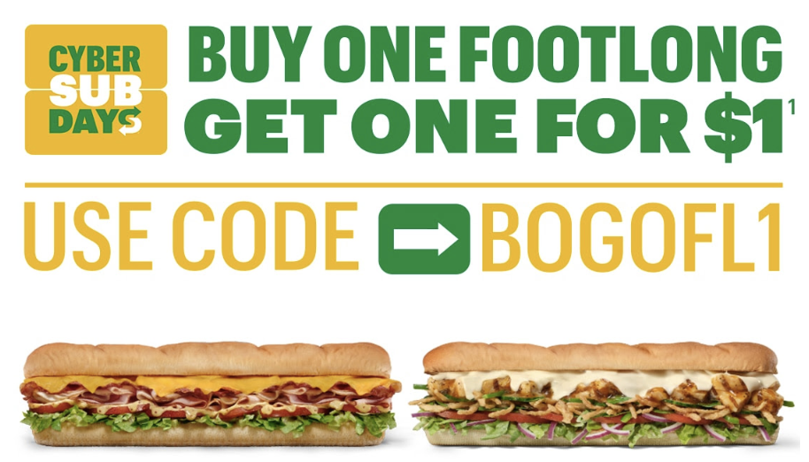 Subway Canada Offers: Buy One Footlong, Get One for $1 Using Promo Code ...